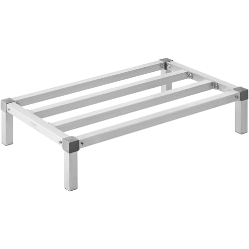 VEVOR Aluminum Dunnage Rack, 36” x 20” Commercial Food Floor Rack, 8” Off The Floor, 1000 lbs Capacity All-Welded Aluminum Storage Rack, for Storage in Restaurants, Kitchens, Garages and Vehicles