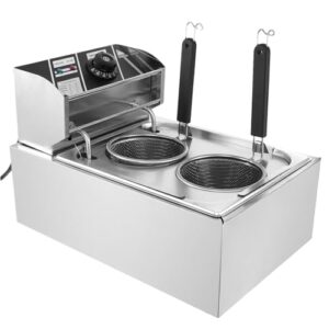 2 hole noodle cooking machine,deep fryer with basket,1500w freidora de aceite,detachable large capacity stainless steel countertop electric oil fryer with temperature control for restaurant or home