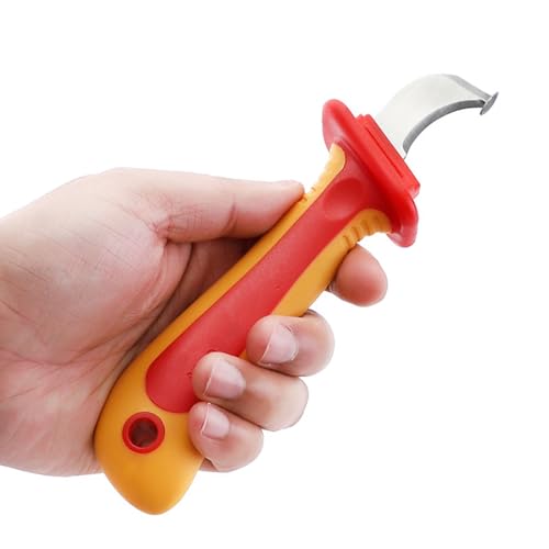 Insulated Dismantling Knife, 1000V Electricians Cable Stripping Knife, Anti Magnetic with comfortable handle, push or pull to remove sheath from cable, compact size, convenient