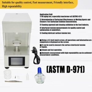 VTSYIQI Liquid Surface Tension Measurement Automatic Surface Tensiometer Liquid Surface Tensiometer with Platinum Loop Range 0 to 1000 mN/m Accuracy 0.1mN/m Real Time Display