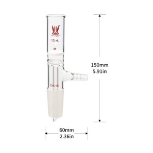 CS Labglass Borosilicate Glass Buchner Filtering Funnel 15ml with Fine Frit (G3), Glass Buchner Filter Funnel with 24/40 Standard Taper Inner Joint and Vacuum Serrated Tubulation (15mL)