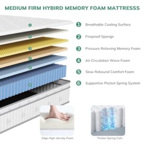 wOod-it Twin Mattress, 10 Inch Foam and Spring Hybrid Mattress, Medium Firmness, Durable Support, Certified Safe Foams & Fabric