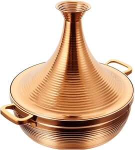 304 stainless steel moroccan tagine pot,non stick tagine stainless steel tower stew dry pot non-stick slow cooker seafood high lid pan electromagnetic cooker moroccan tajine casserole,gold,26cm