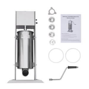 WUSILILU Commercial Churro Maker Machine, 5L Stainless Steel Manual Spanish Donuts Churrera Making Machine Vertical Churro Machine with 4 Nozzles for Home Restaurants Bakeries Cafeterias