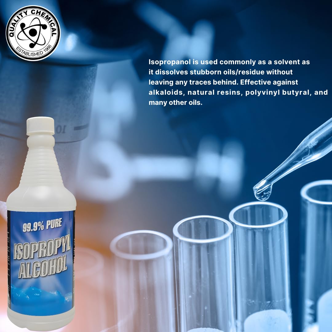 Quality Chemical - Super Premium - 99.9% Pure Isopropyl Alcohol (IPA) - Made in The USA - (4) 32 Fl Oz Bottles - Concentrated Isopropyl Alcohol 32 oz (Pack of 4)