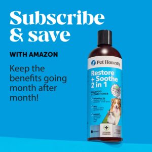 Pet Honesty Restore + Soothe 2 in 1 Shampoo + Conditioner for Sensitive Skin for Dogs & Cats (Coconut) 16oz + Multivitamin Dog Supplement with Glucosamine, Probiotics, Omega Fish Oil for Skin and Coat