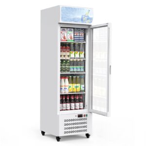 garveetech commercial merchandiser refrigerator,11.3 cu.ft glass door display refrigerator,drink cooler beverage fridge with soft led light, 4 adjustable shelves,white