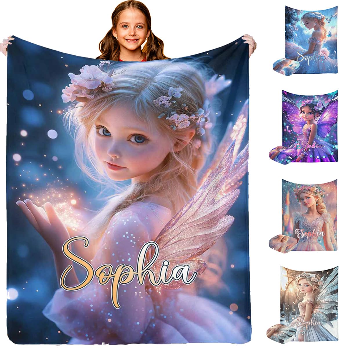 Artsadd Personalized Blanket for Girls, Custom Princess Blankets with Name for Baby Girl Customized Name Blankets for Daughter Custom Baby Blanket for Infant Toddler