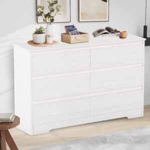 mishao white 6 dresser drawers for bedroom, modern handleless wooden dresser chest of drawers, large storage dresser organizer for living room entryway closet