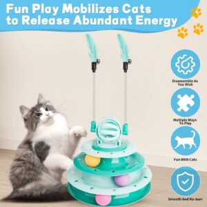 Goosheep Cat Toys Interactive Cat Toys for Indoor Cats Kitten Toys Interactive Cat Toy Cat Puzzle Toy Cat Ball Toy with 2 Cat Teasers (Green)