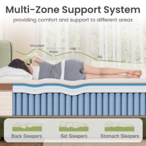 King Mattress 14 Inch - Superior Hybrid Mattress In a Box for Back & Lumbar Support, 100 Night Trial, Individual Pocket Spring Bed for Motion Isolation & Pressure Relief, CertiPUR-US Certified