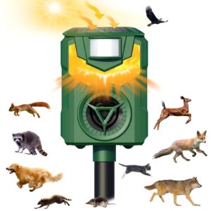 ultrasonic animal repellent, cat deterrent outdoor, 2024 newest flame light animal repellent for garden, solar animal repeller with motion sensor, repel dogs bird skunk rabbit squirrels deer for yard