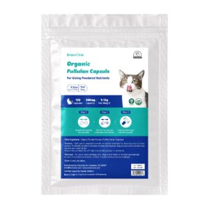 branvine organic pullulan empty capsules for cats - hides medicine taste & scent | naturally fermented, highly digestible | capacity up to 350mg (120 counts)