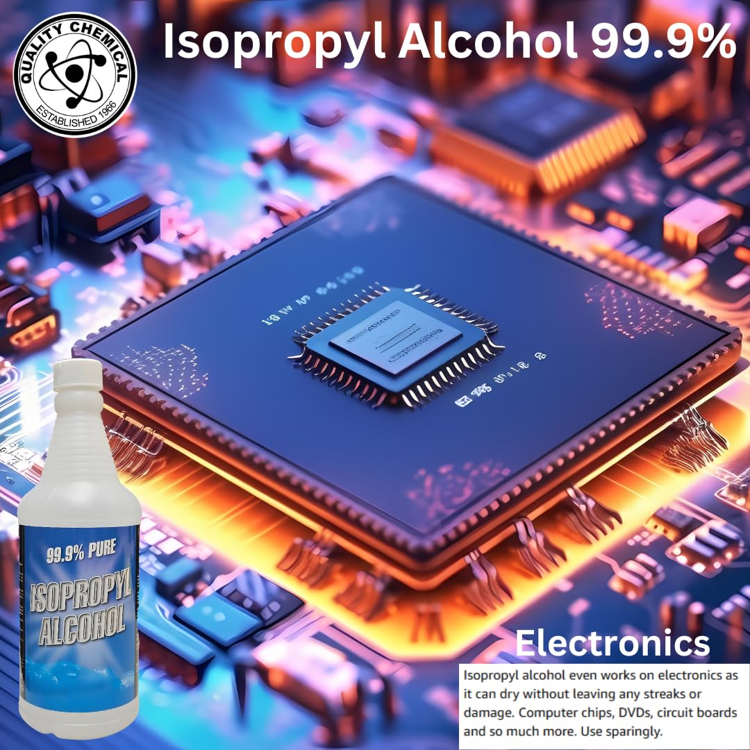 Quality Chemical - Super Premium - 99.9% Pure Isopropyl Alcohol (IPA) - Made in The USA - (4) 32 Fl Oz Bottles - Concentrated Isopropyl Alcohol 32 oz (Pack of 4)