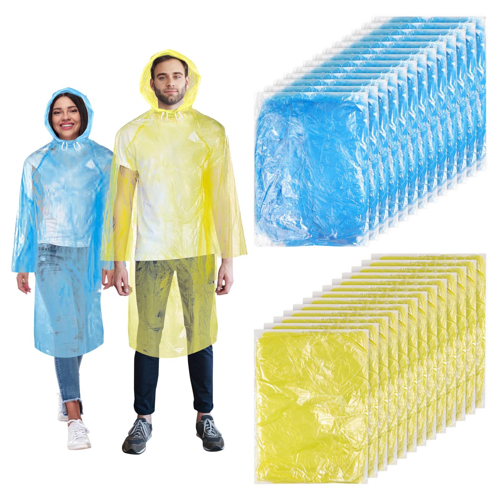 twoworld Disposable Rain Ponchos for Women Bulk,Emergency Ponchos Rain Adult for Women Travelling Camping Hiking (40)