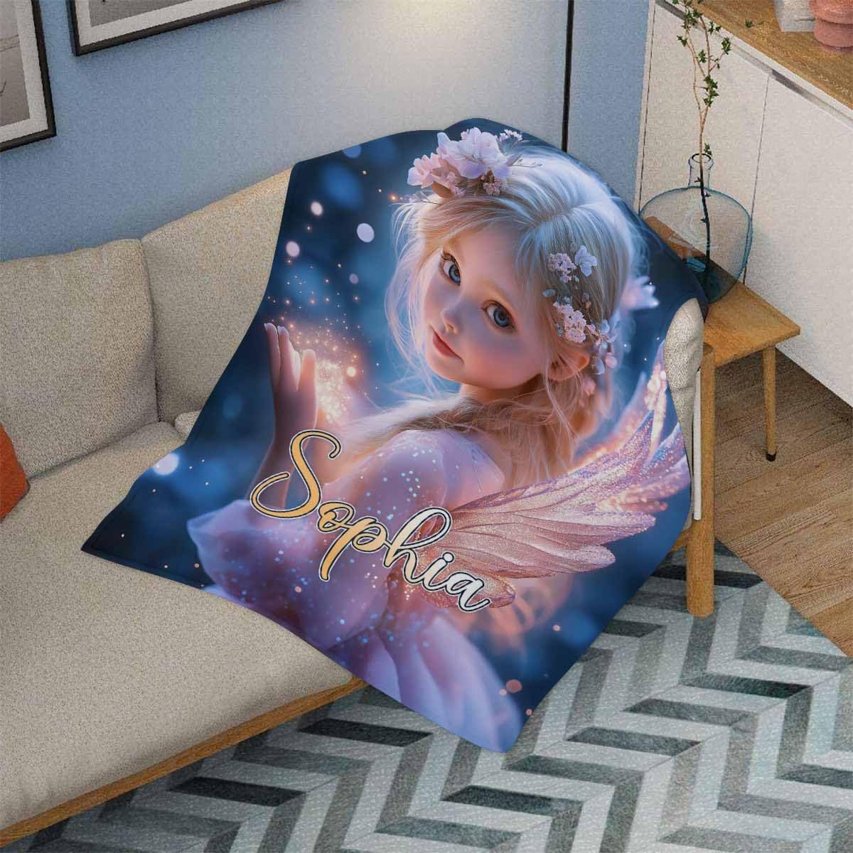 Artsadd Personalized Blanket for Girls, Custom Princess Blankets with Name for Baby Girl Customized Name Blankets for Daughter Custom Baby Blanket for Infant Toddler