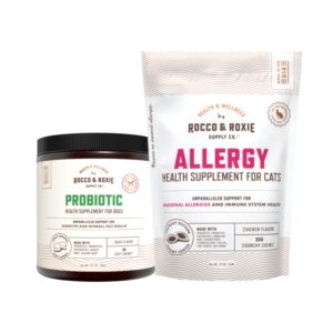 rocco & roxie cat allergy & dog probiotic supplements bundle