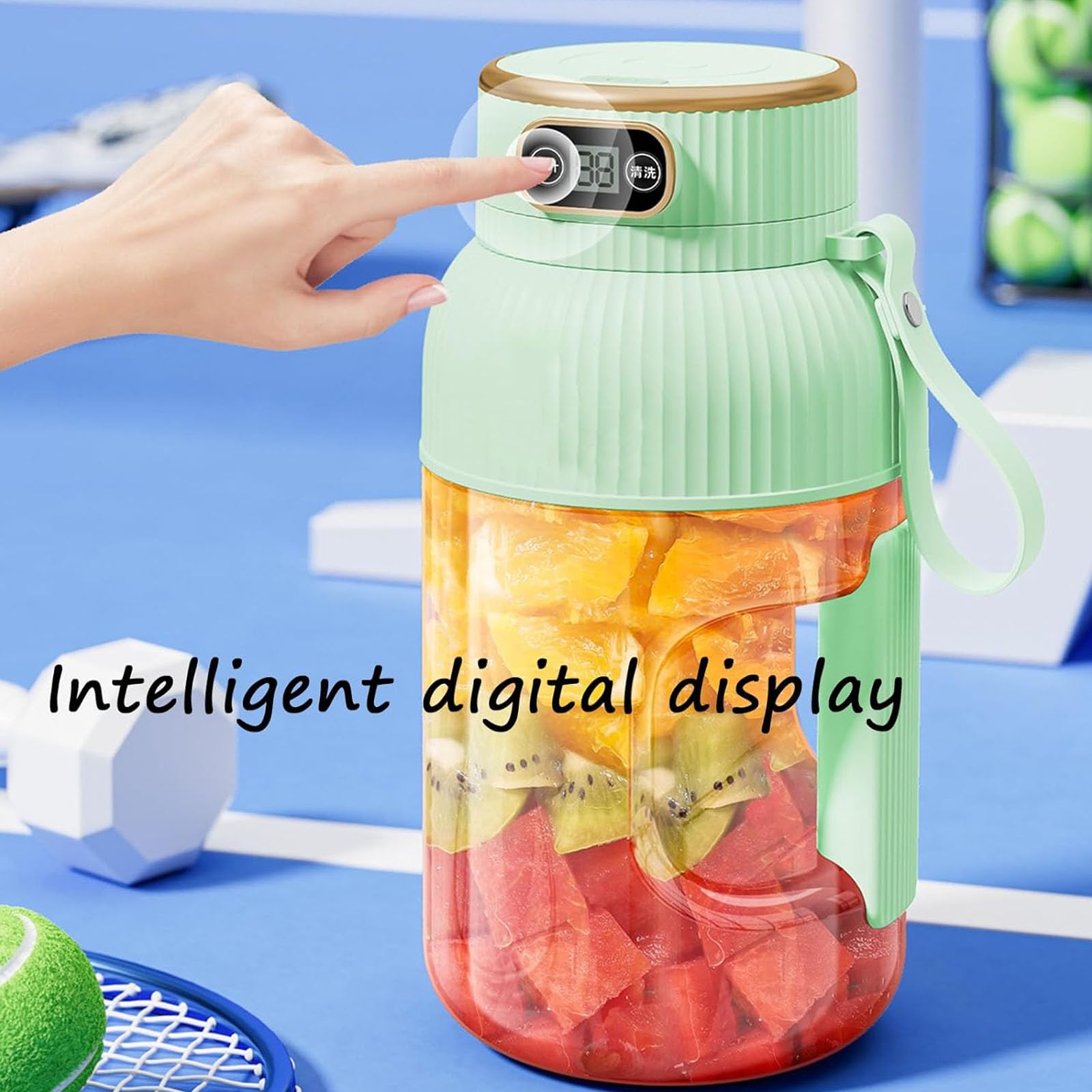 Multifunctional Portable Juicer Cup, Ovidian Juicer Cup, The Ovidian Portable Juicer, Portable Juicer Blender with Digital Display (Green)