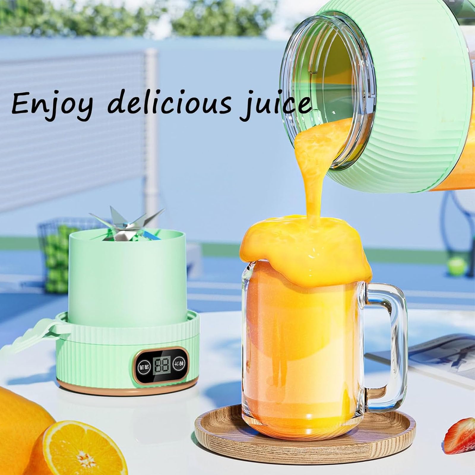 Multifunctional Portable Juicer Cup, Ovidian Juicer Cup, The Ovidian Portable Juicer, Portable Juicer Blender with Digital Display (Green)