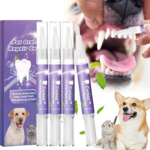 Pet Oral Repair Gel for Dogs, Pet Teeth Whitening Pen, Pet Oral Care Gel, Pet Oral Restoration White Gel, Pet Breath Freshener Gel for Dogs & Cats (4pcs)