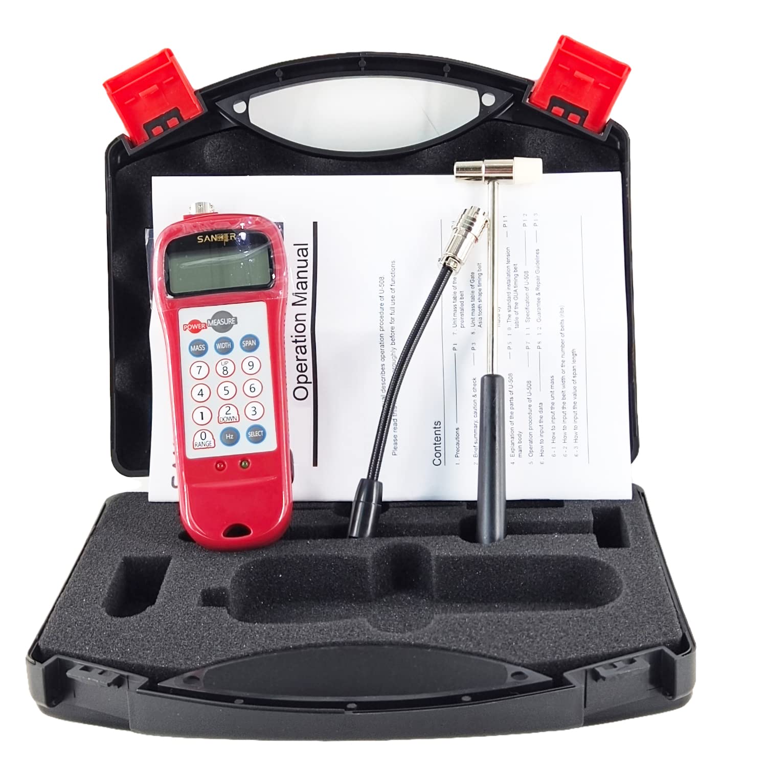 QIUSUO Sonic Belt Tension Tester Belt Tensiometer with Frequency Range 10Hz to 5000Hz and Tension Range 0.01 to 99900N for V-Belts Fabric Covered Belt Timing Etc