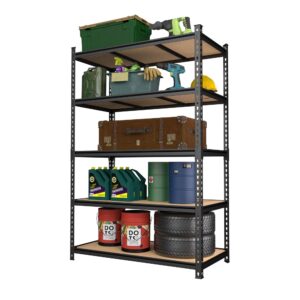 mupater 48''w metal storage shelves, 5 tier shelves and adjustable shelves, garage shelving unit, standing utility shelf racks for pantry warehouse kitchen, 47.83" w x 23.82" d x 72.05" h