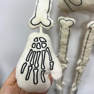 bigmon: 43 inch Skull and White Bones; Head Structure of White Bone Man; Stuffed Plush Toys; Halloween Plush Skeleton (110cm); Shelf Decoration, Handmade Halloween Decorations, Plush Skeleton Dolls