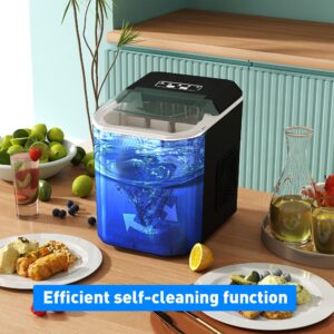 E-Macht Ice Maker Countertop, 2 Sizes of Bullet Ice, Portable Ice Machine with Self-Cleaning, 9 Ice Blocks in Only 6 Minutes, 27lbs/24H for Home Kitchen Office Party