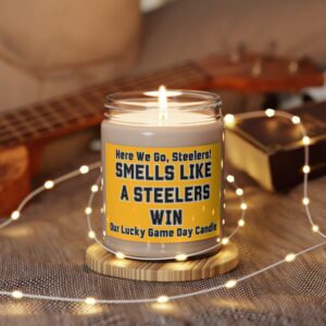 steelers win gameday candle, 9oz scented soy candle, soy wax candles, scented soy candle, home decor candle