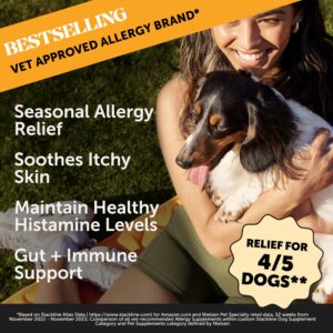 Pet Honesty Restore + Soothe Ear Cleaner for Dogs & Cats (Aloe Vera) 4oz + Allergy Support Itch Relief for Dogs - Dog Allergy Chews with Probiotics for Seasonal Allergies, Skin and Coat Supplement (Sa