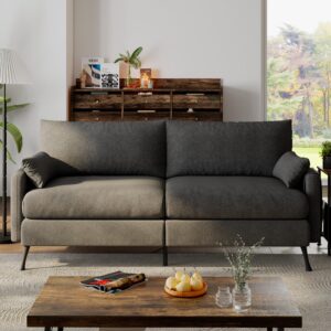 feonase 80.7 inch sofa with 2 pillows & storage bag, modern comfy couches for living room, oversized loveseat with thick seat cushion, removable sofa cover, dark gray