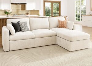 honbay modular sectional couch with storage seats, l shaped sectional sofa with storage, chenille sectional couches for living room, beige