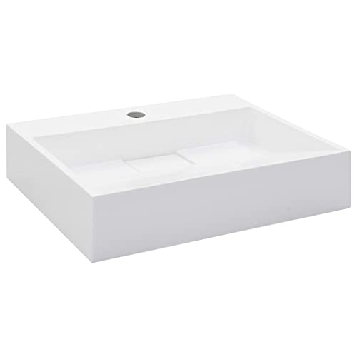 Wash Basin 19.7"x15"x5.1" Mineral Cast/Marble Cast White,Mineral Cast Vessel Sink: Chic and Timeless for Bathrooms and More Bath Fixtures，Bathroom Sinks