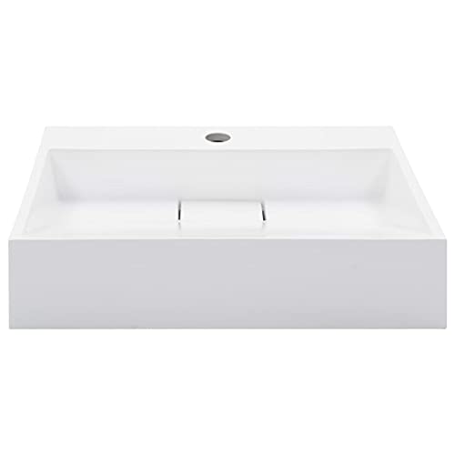 Wash Basin 19.7"x15"x5.1" Mineral Cast/Marble Cast White,Mineral Cast Vessel Sink: Chic and Timeless for Bathrooms and More Bath Fixtures，Bathroom Sinks