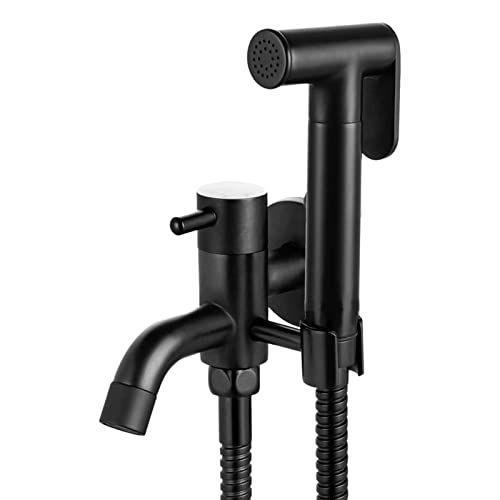 ZLOCYIVHE Bidet Handheld Water Sprayer Bidet Shower for Toilet Cloth Diaper Sprayer Black Brass Faucet Cold Water with Hose Toilet Bidet Sprayer Set