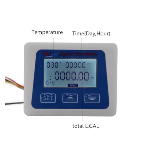 Flow Meter Digital LCD Display Water Flow Sensor Meter Flowmeter Totameter Temperature Time Record with G1/2" Flow Sensor with Backlight High Stability and Convenient Operation