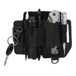 men ed c belt organizer - men leather edcs organizer sheath, edcs belt sheath pocket organizer | multitooll pouch flashlight sheath with pen holder, ed c gear holder belt attachment for flashlight