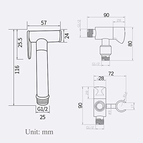 ZLOCYIVHE Hand Shower for Toilet Use Handheld Bidet Sprayer Set Bidet Shower Attachment with Hose Cold Water Brass Cloth Diaper Sprayer Kit