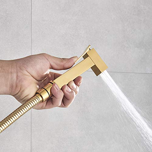 ZLOCYIVHE Handheld Toilet Bidet Sprayer, Brass Shower Tap Washer Mixer Single Cold Water Shower Sprayer Head Tap, Gold Toilet Bidet Faucets