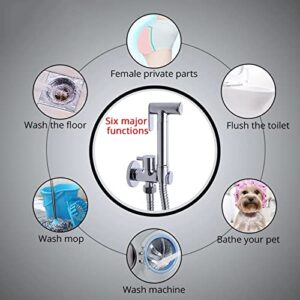 ZLOCYIVHE Hand Held Toilet Bidet Sprayer, Wall Mount Portable Cloth Diaper Sprayer Brass Bidet Faucet for Pets Shower, Chrome Finish,Chrome a(Chrome)