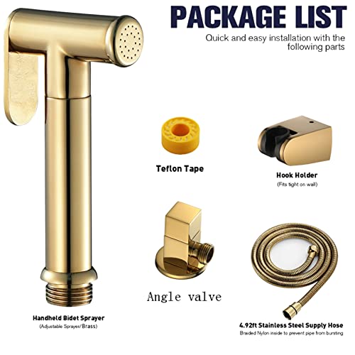 ZLOCYIVHE Bidet Sprayer for Toilet, Handheld Cloth Diaper Sprayer, Bathroom Jet Sprayer Kit Spray Attachment with Hose and Shower Angle Valve,Titanium Gold(Titanium Gold)