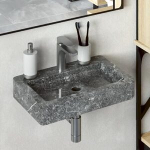 wall-mounted sink gray 15"x9.4"x2.6" marble,marble wallmounted sink: modern elegance for your bathroom or washroom bath fixtures，bathroom sinks