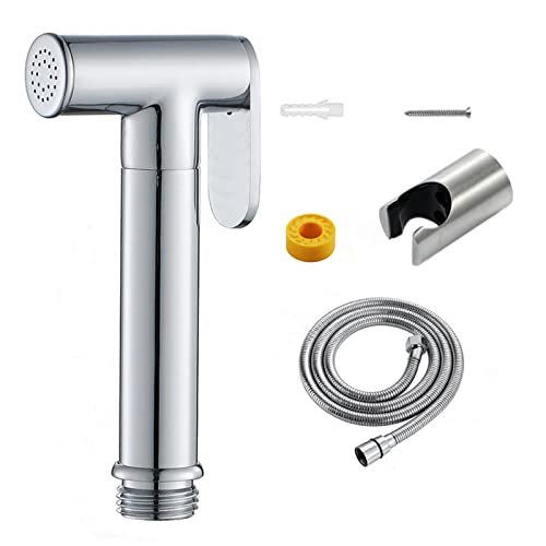 ZLOCYIVHE Bidet Handheld Water Sprayer Hand Shower for Toilet Use Bidet Shower for Toilet with Hose Brass Cold Water Cloth Diaper Sprayer Kit,Rose Gold(Chrome)