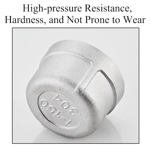 SEIWEI 304 Stainless Steel Pipe End Cap Fitting Round End Cap Female Threaded Snap Cap(DN25, 2 PCS)