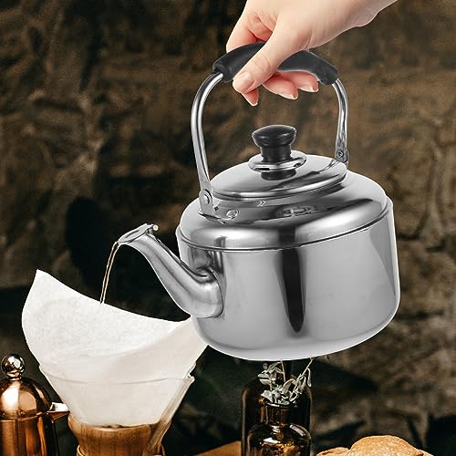 Mikinona Stainless Steel Kettle Japanese Tea Kettle Stove Vintage Teapot Kettle Cooker Liter Kettle for Camping Water Jug Coffee Espresso Machine Boiling Kettle Teapot Water Kettle Silver