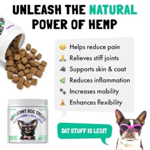 Hemp Hip & Joint Supplement for Dogs 30 Soft Chews and Omega 3 Alaskan Salmon Oil Treats for Dogs 120 Chews