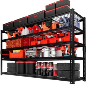 storage shelves, garage shelving heavy duty 3300 lbs capacity, 60"l x 24"w x 78"h adjustable metal shelving organizer wire rack, 5 tier utility shelf unit for pantry closet warehouse organization