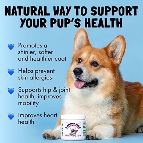 Hemp Hip & Joint Supplement for Dogs 30 Soft Chews and Omega 3 Alaskan Salmon Oil Treats for Dogs 120 Chews