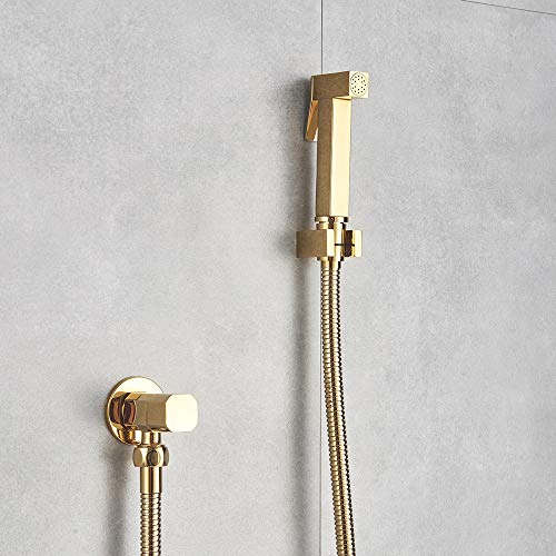 ZLOCYIVHE Handheld Toilet Bidet Sprayer, Brass Shower Tap Washer Mixer Single Cold Water Shower Sprayer Head Tap, Gold Toilet Bidet Faucets