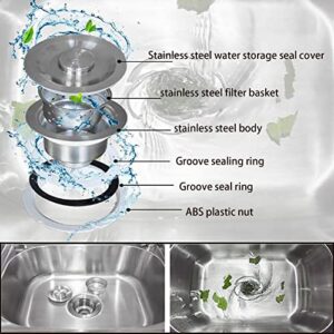 Commercial 304 Stainless Steel Sink Free Standing Single Bowl Commercial Restaurant Kitchen Sink with Left Drainboard Storage Shelve Faucet 1 Compartment Restaurant Kitchen Sink fo